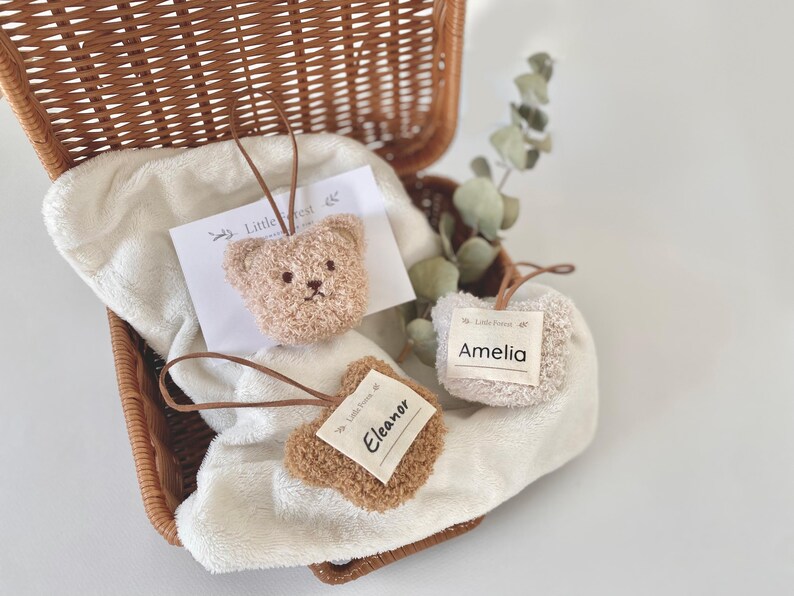Personalized Teddy Bear Plush Name Tag– Cute Custom Bag Charm, Kids ...