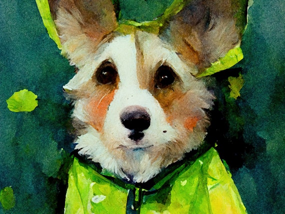 Corgi Wearing A Lime Raincoat Enhanced Matte Paper Poster - Etsy