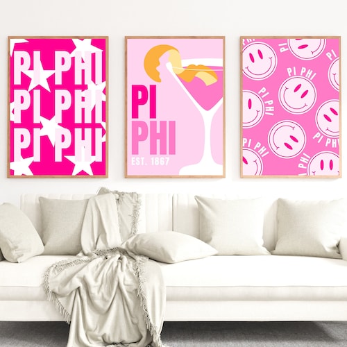 Set of 3 Phi Mu Sorority Prints Preppy Room Decor College - Etsy