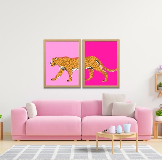 Set of 2 Retro Leopard Wall Prints Preppy Room Decor - Etsy