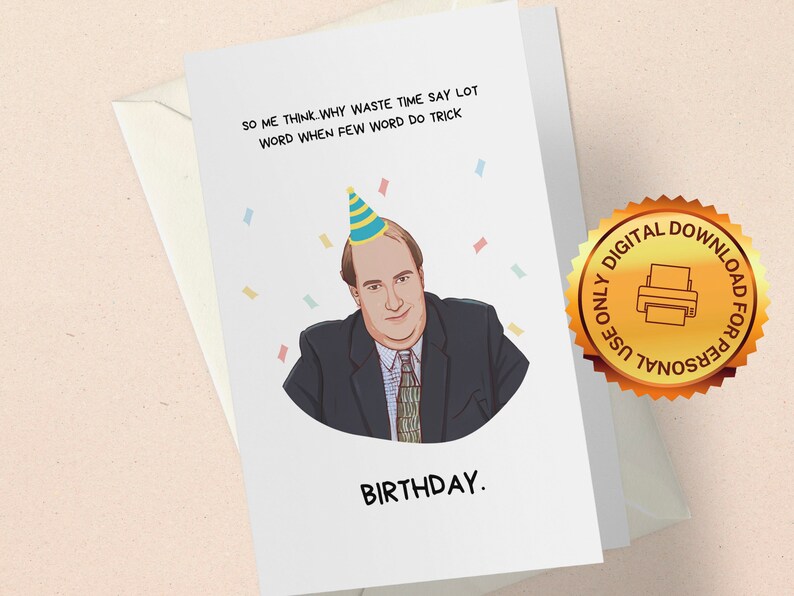 Less Words Birthday Kevin, 5x7 Greeting Card, Happy Birthday, Digital ...