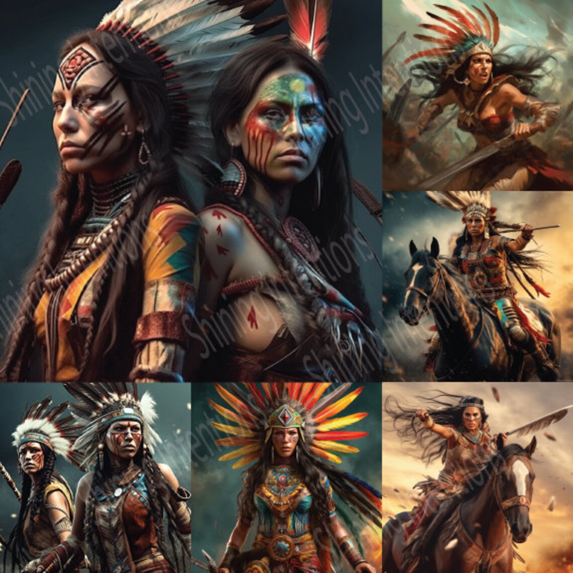 Native American Warrior Women Clipart Png, Digital Print, Illustration ...