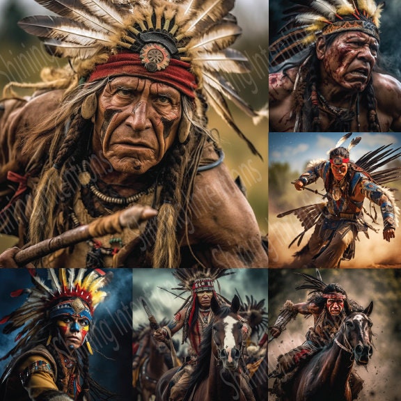 Native American Warriors in Battle Clipart PNG, Digital Print ...