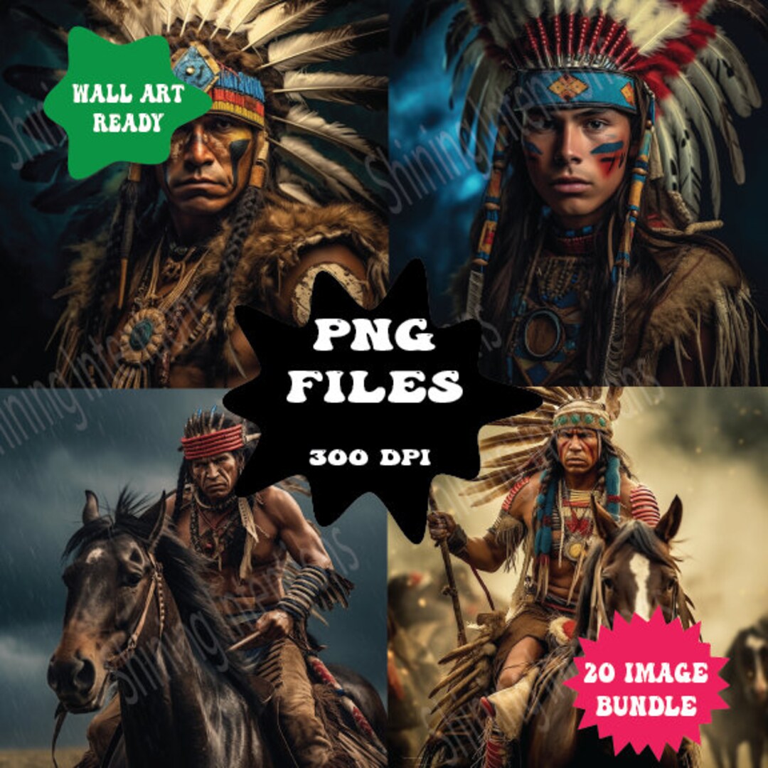 Native American Warriors in Battle Clipart PNG, Digital Print ...