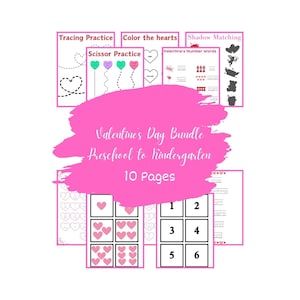 Printable Preschool to Kindergarten Valentine's Day Bundle - 10 Pages ...