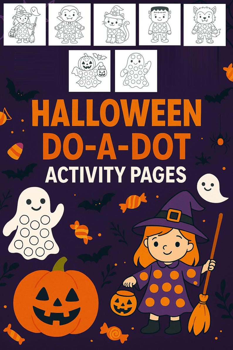Halloween Do-a-dot Activity Pages: Kids Fine Motor Skills (PDF) - Etsy