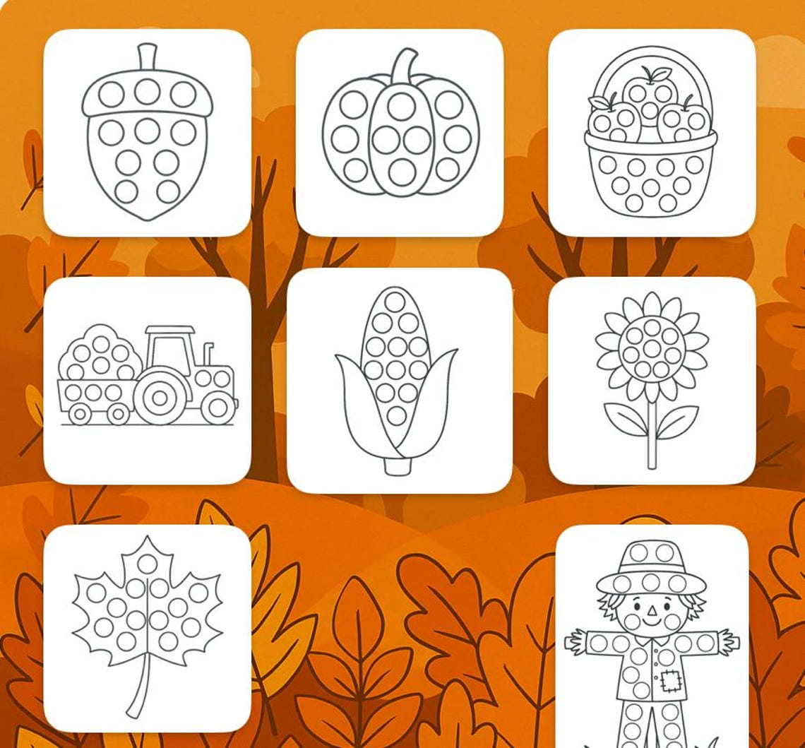 Fall Do-a-dot Activity Pages: Fine Motor Skills (PDF) - Etsy