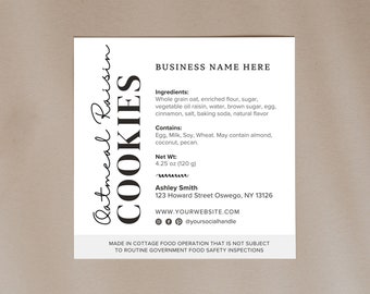 Cottage Food Label Home Baked Goods Label Printable Food Label Cottage ...