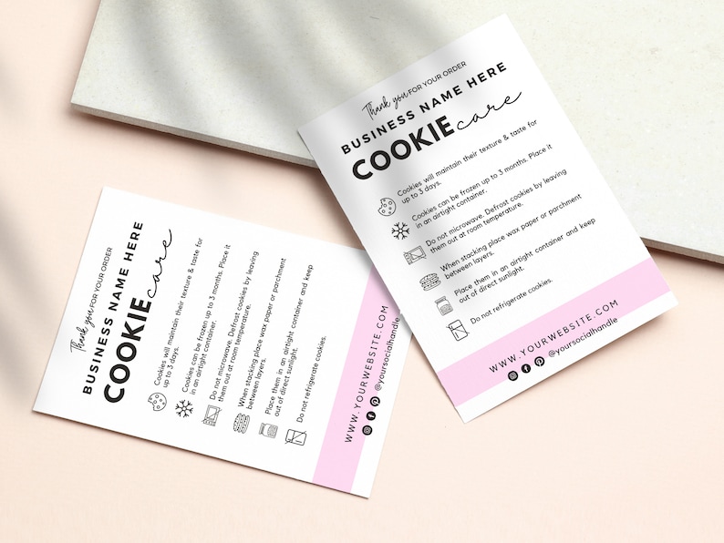 Editable Cookie Care Card Canva Template Instant Download Package ...
