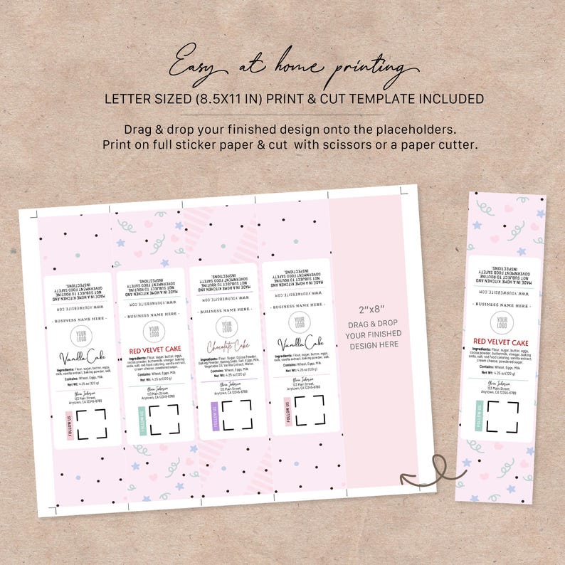 Editable Mini Cake Tin Label Template | Mini Loaf Baking Pan Label ...