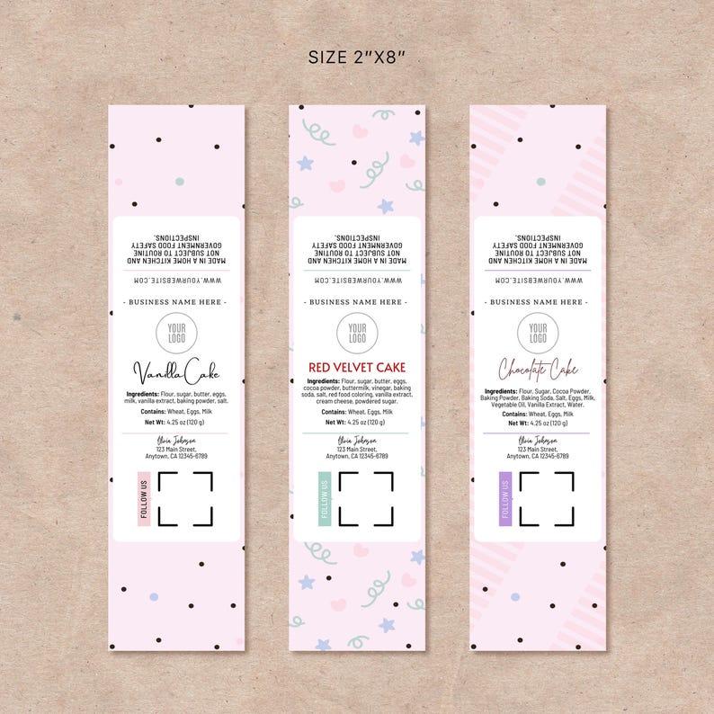 Editable Mini Cake Tin Label Template | Mini Loaf Baking Pan Label ...