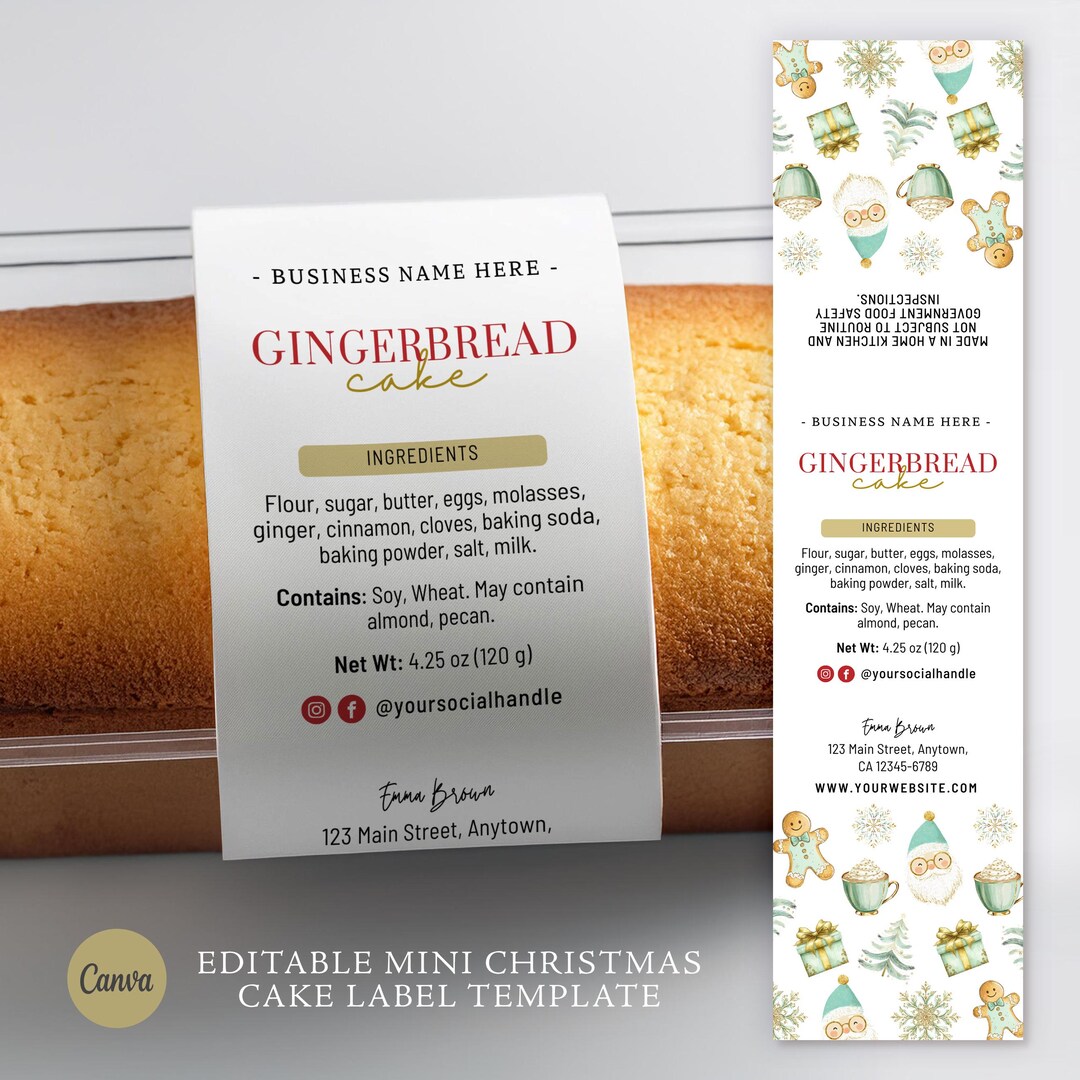 Editable Christmas Mini Cake Label Template | Mini Cake Label | Mini ...