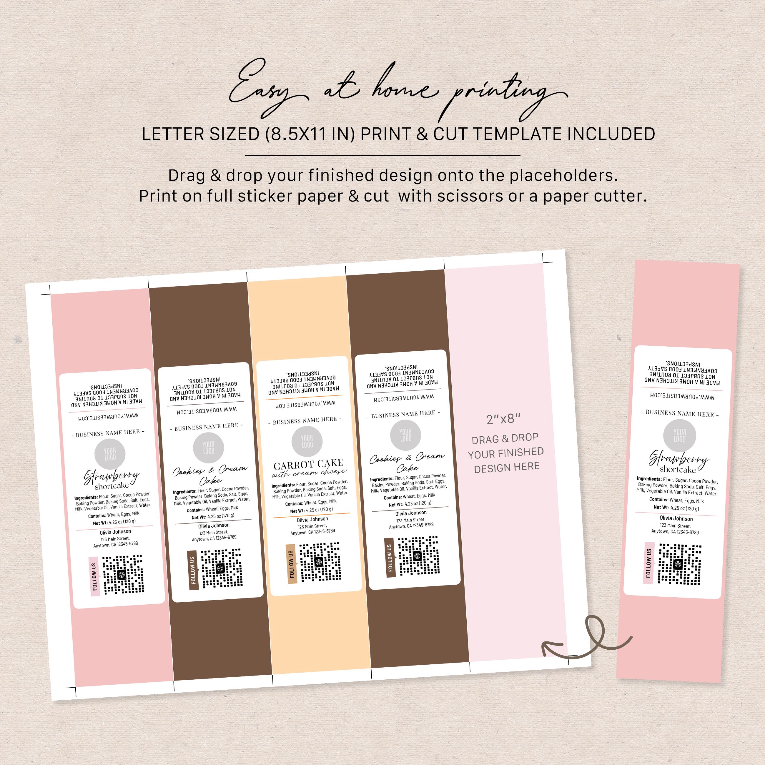 Mini Cake Tin Label, Editable Template for Mini Loaf Cakes, Printable ...