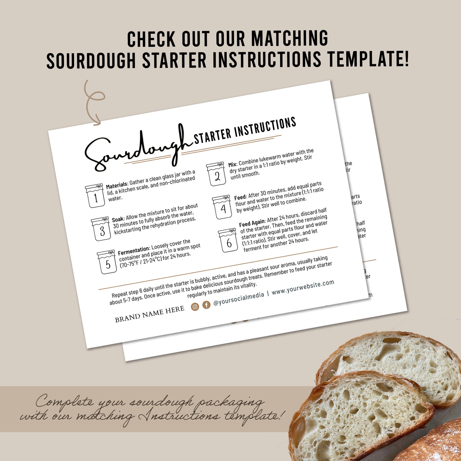 Dehydrated Sourdough Starter Label Template | Sourdough Starter Sticker ...