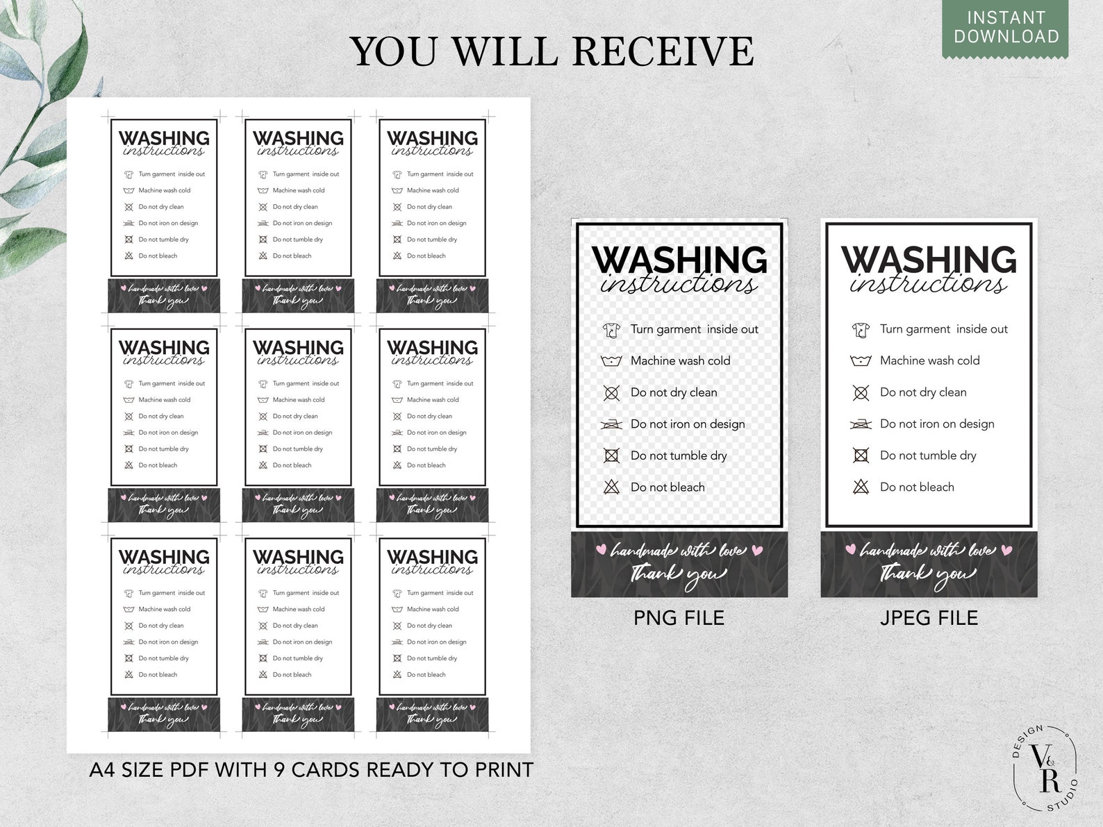 Washing Care Printable, Washing Care Card, Care Card, Washing ...