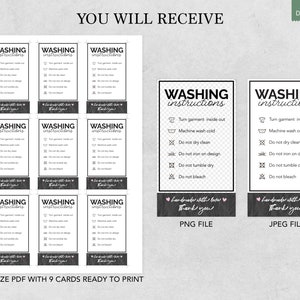 Washing Care Printable, Washing Care Card, Care Card, Washing ...