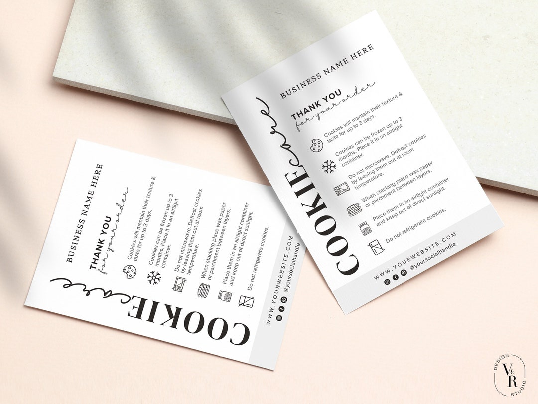 Editable Cookie Care Card Canva Template Instant Download - Etsy