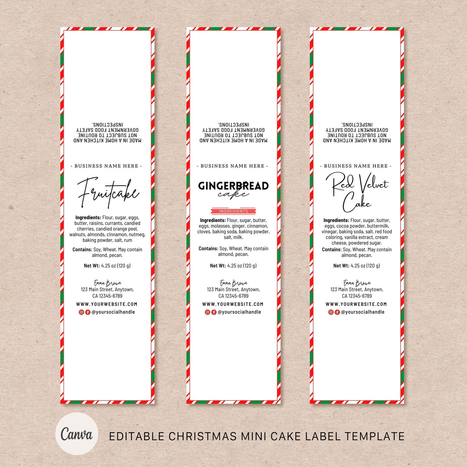 Editable Christmas Mini Cake Label Template | Mini Cake Label | Mini ...