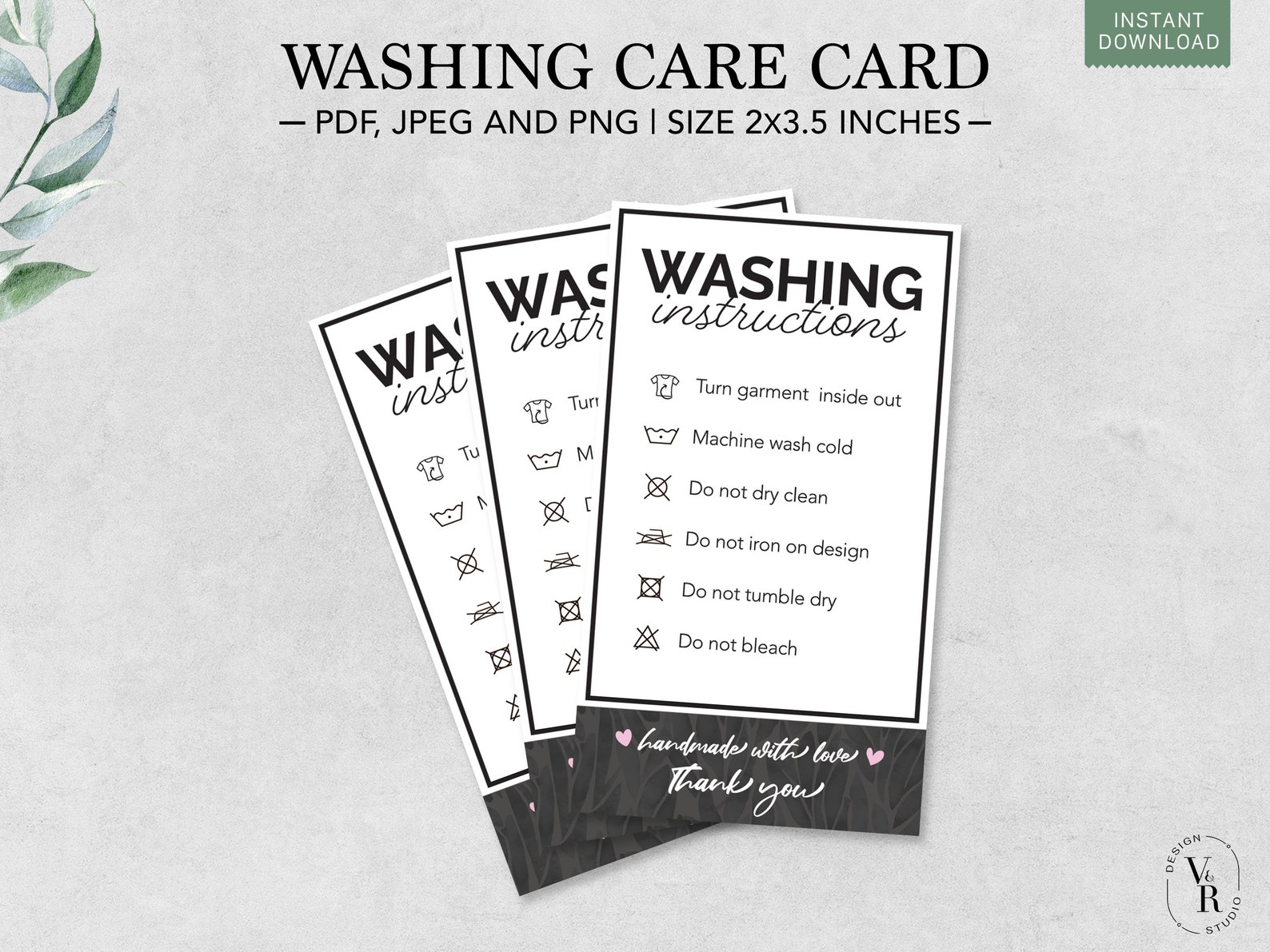 Washing Care Printable, Washing Care Card, Care Card, Washing ...