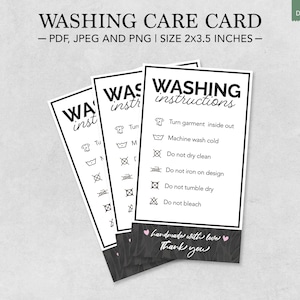 Washing Care Printable, Washing Care Card, Care Card, Washing ...