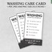 Washing Care Printable, Washing Care Card, Care Card, Washing ...