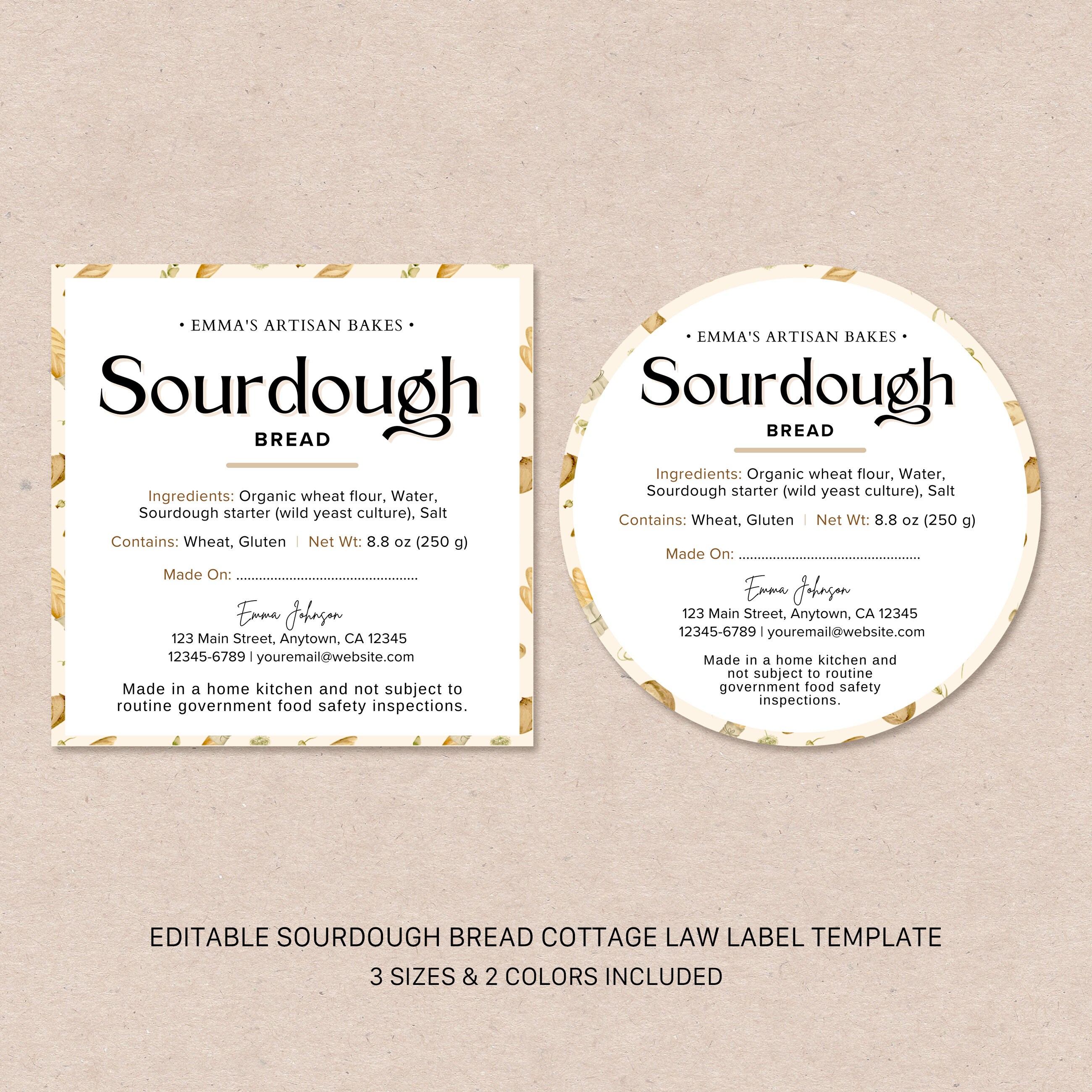 Sourdough Bread Cottage Law Label | Ingredient Label | Home Baked Goods ...