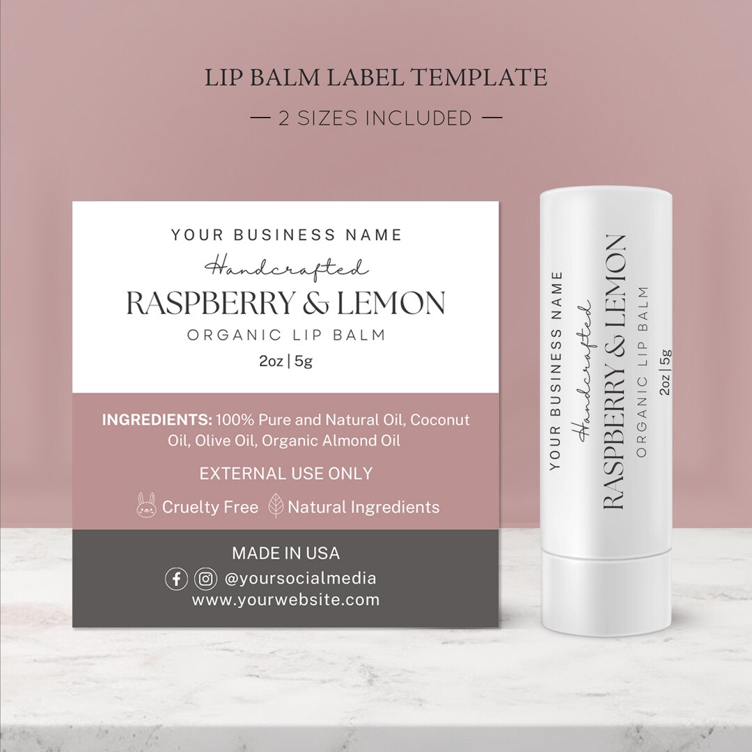 Lip Balm Label Template | Chapstick Sticker | Editable Canva Packaging ...