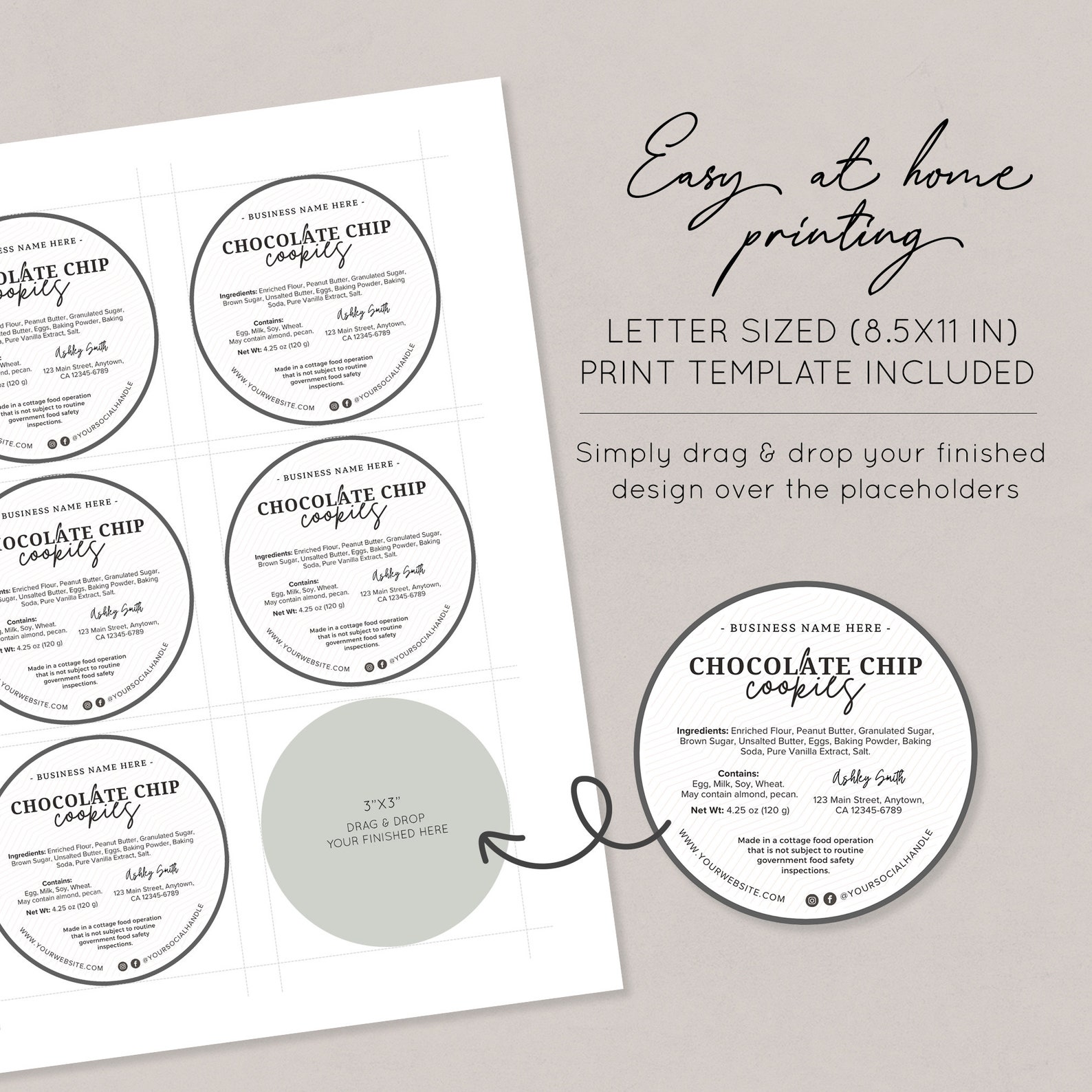 Cottage Food Label | Home Baked Goods Label | Printable Food Label ...