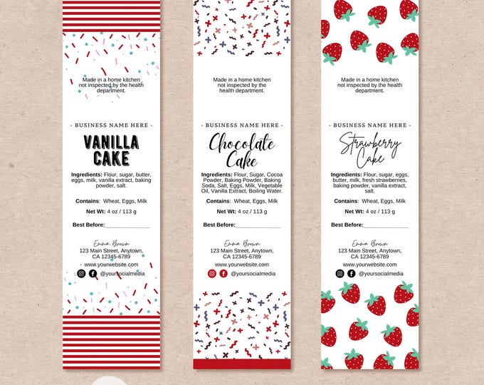 Editable Mini Cake Tin Label Template | Mini Loaf Baking Pan Label ...