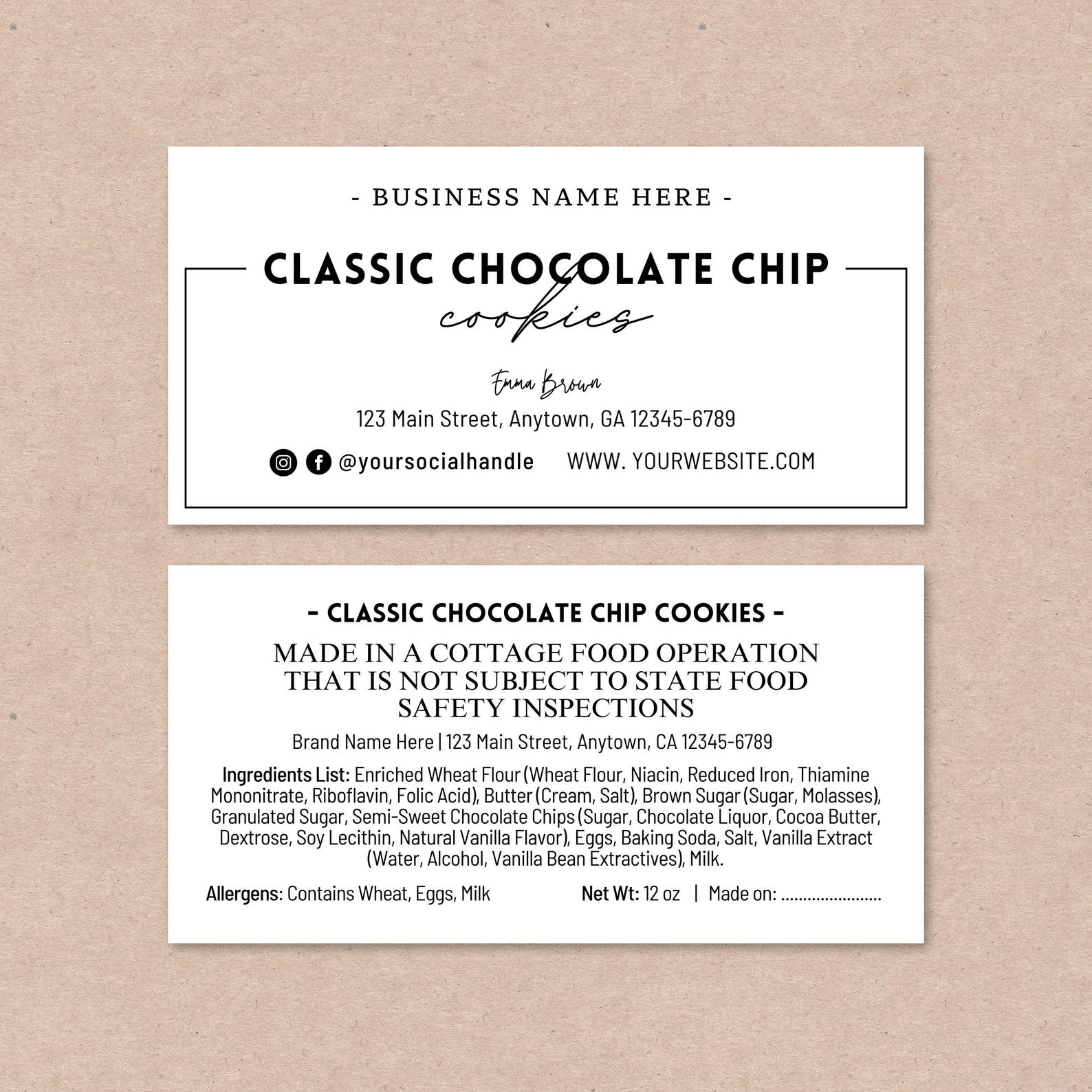Cottage Food Label Template | Editable Canva Labels for Homemade Food ...
