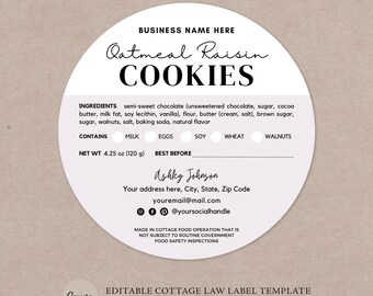 Cottage Food Label | Home Baked Goods Label | Printable Food Label ...