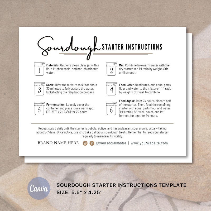 Sour Dough Starter Printable - Etsy UK