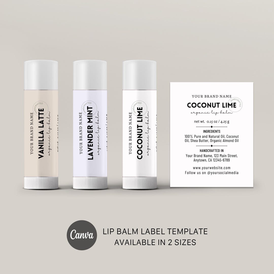 Lip Balm Label Template | Lip Balm Wrap Packaging | Lip Product Package ...