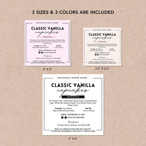 Cottage Food Label Template | Editable Bakery Ingredient Labels ...