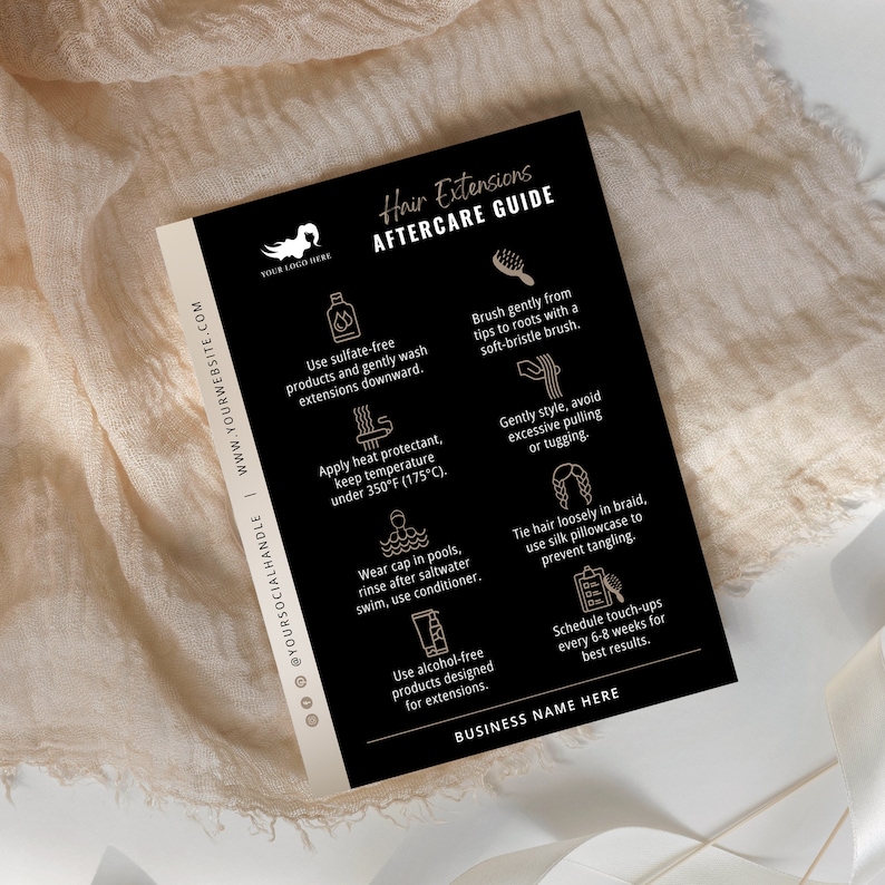Hair Care Card Template | After Care Card Template | Hair Extension ...