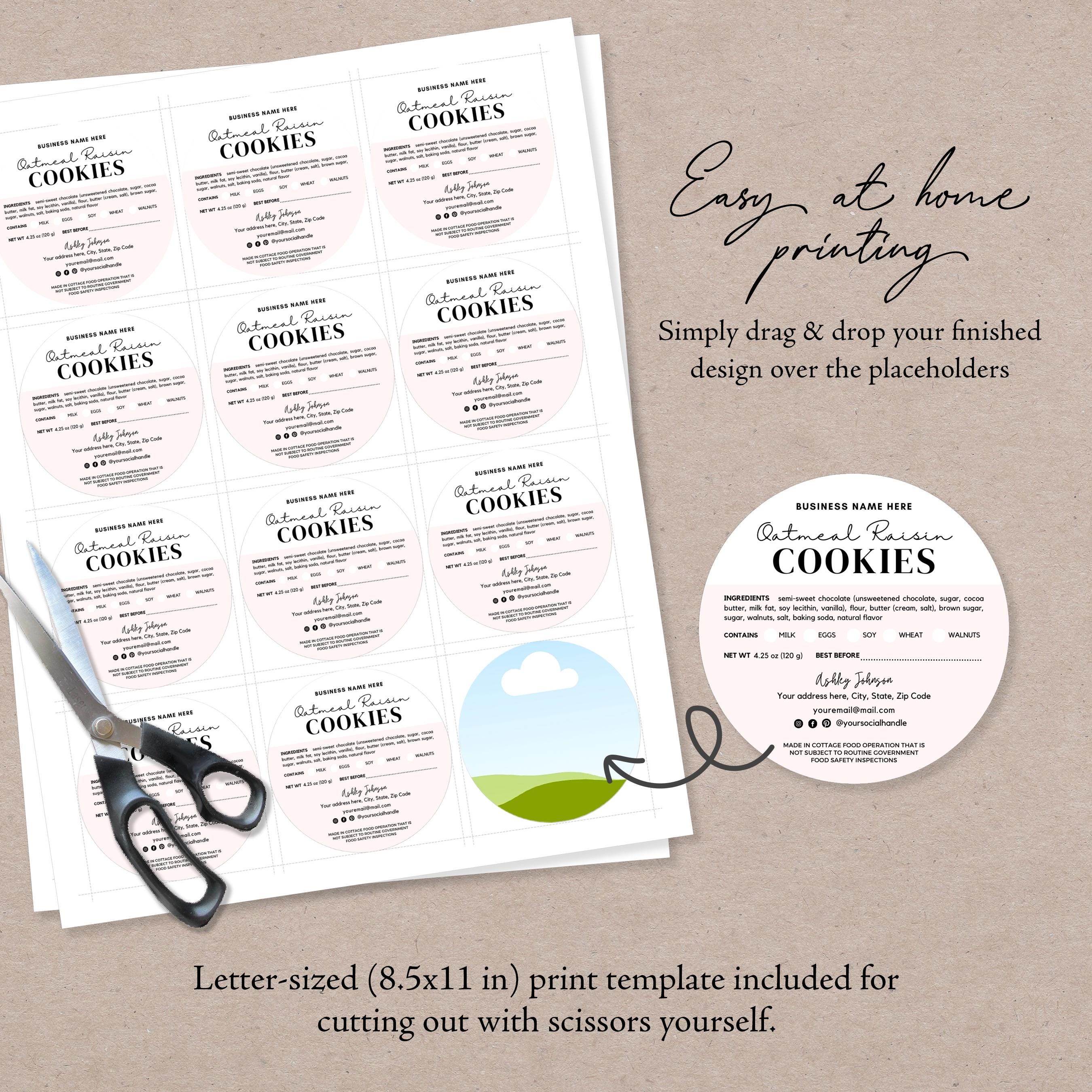 Printable Cottage Food Label Template