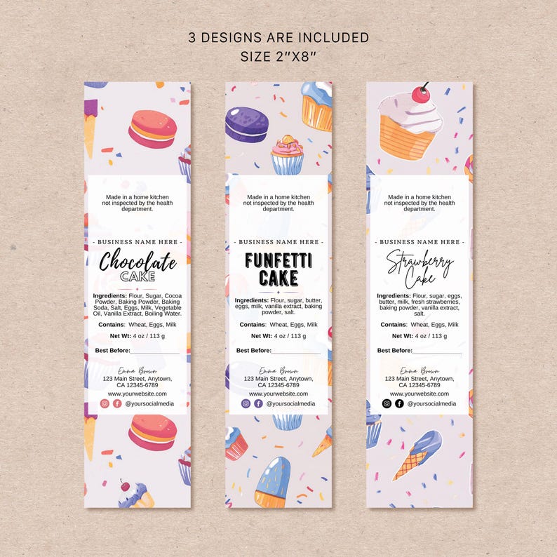 Editable Mini Cake Tin Label Template | Mini Loaf Baking Pan Label ...