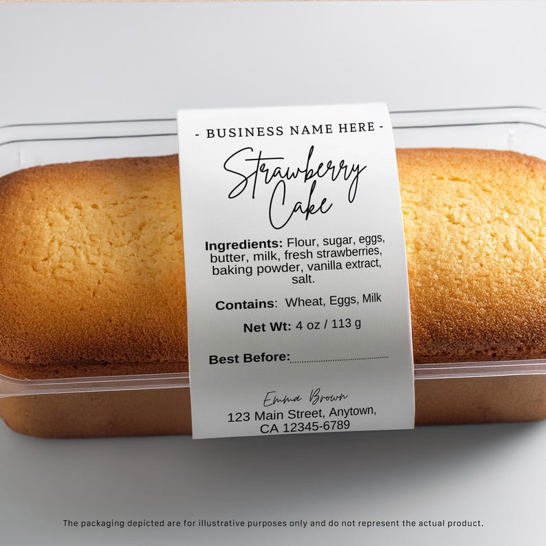 Editable Mini Cake Tin Label Template | Mini Loaf Baking Pan Label ...