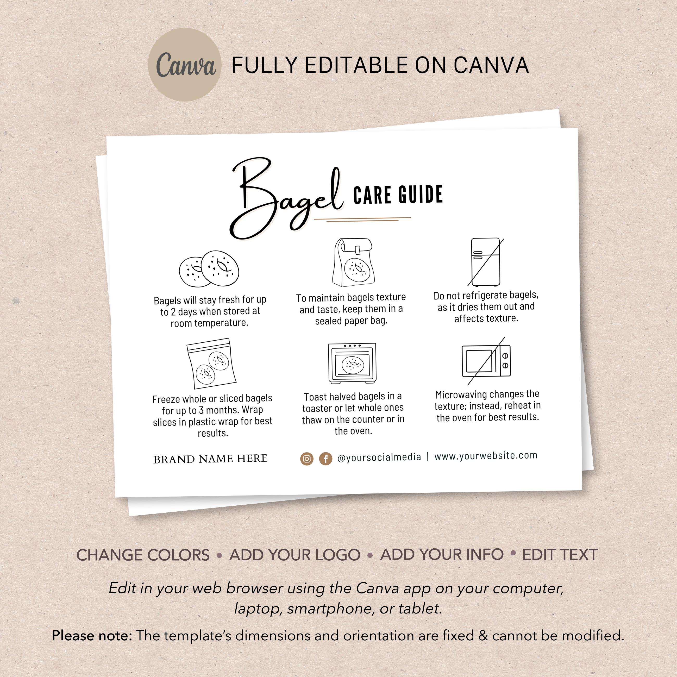 Bagel Care Card | Bagel Care Card Template | Printable Bagels Note ...