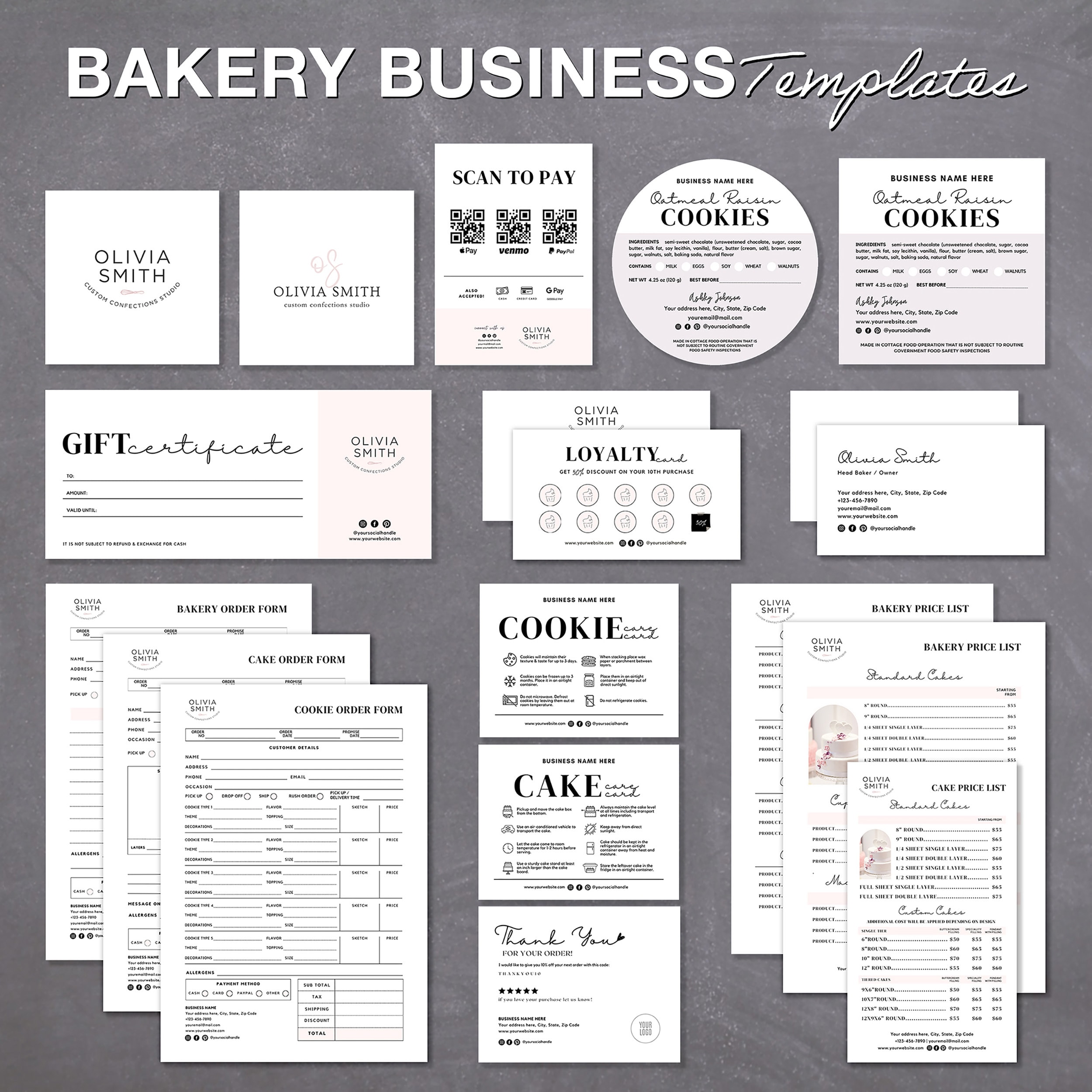 Minimalist Bakery Template | Canva Template | Bakery Business Bundle ...