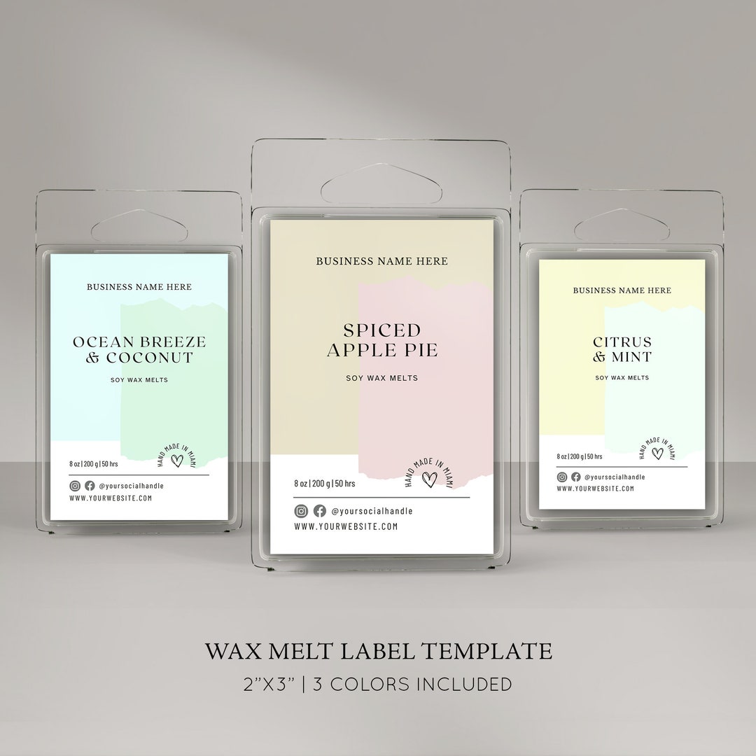 Editable Label | Custom Wax Melt Label Template | Boho Wax Melt Label ...