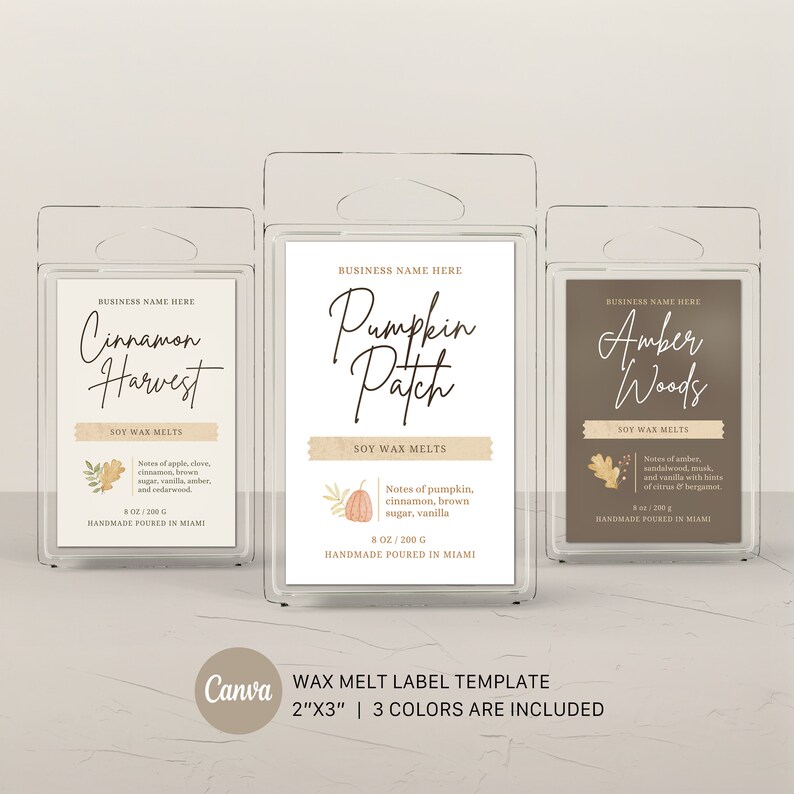 Fall Wax Melt Label Template | Autumn Wax Melts Label Template ...