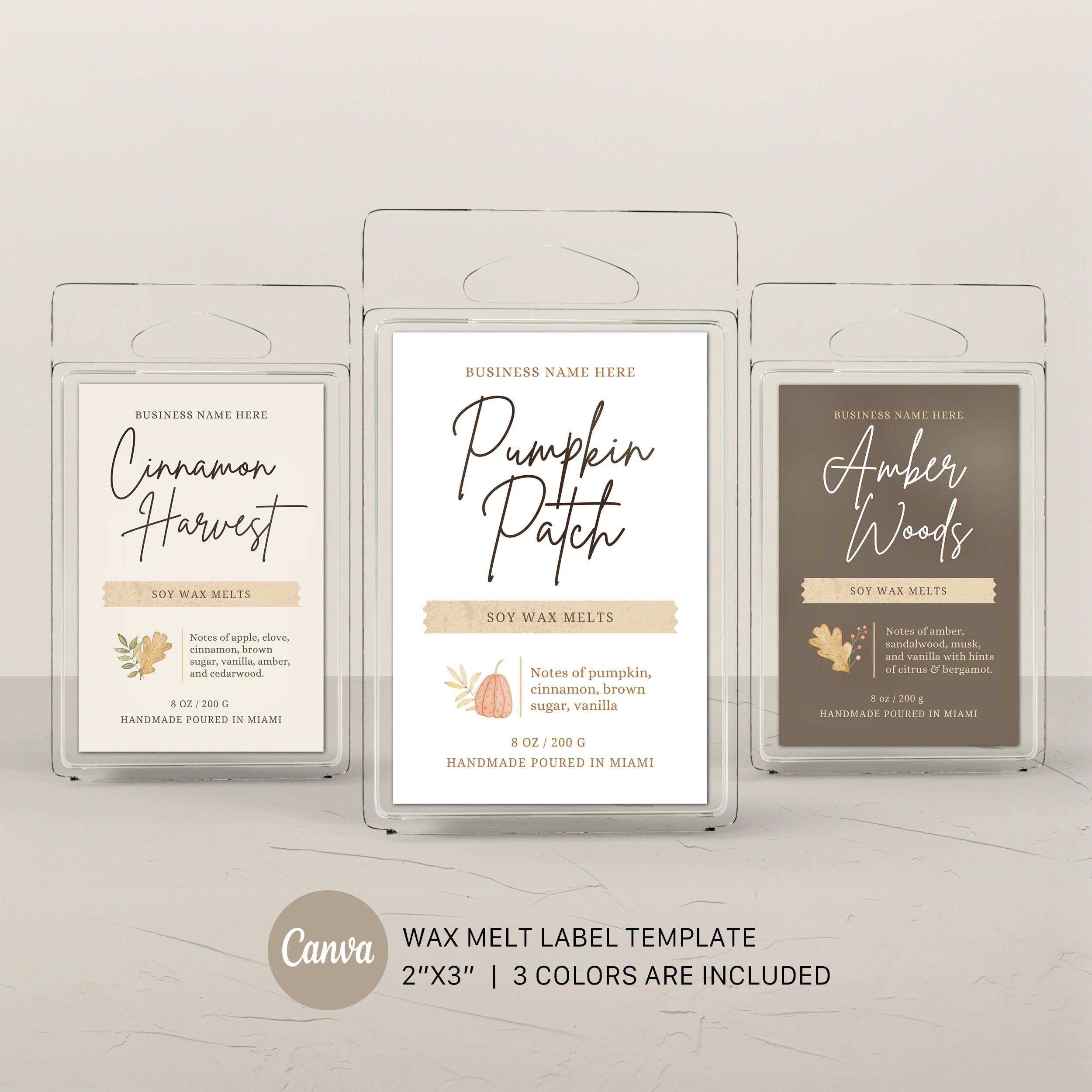 Fall Wax Melt Label Template | Autumn Wax Melts Label Template ...