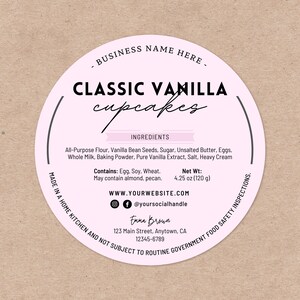 Cottage Food Label | Home Baked Goods Label | Printable Food Label ...