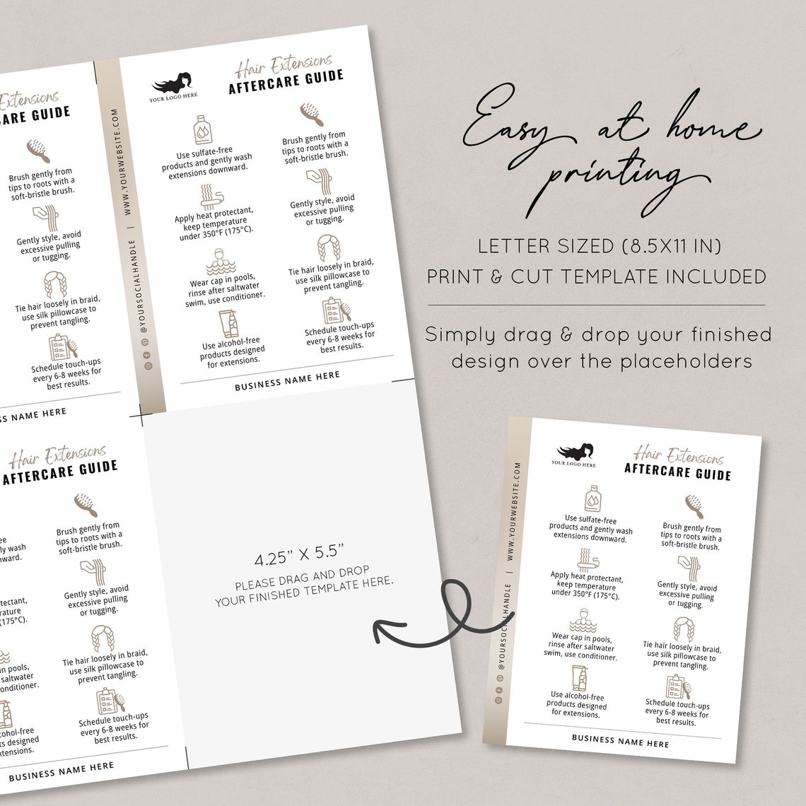 Hair Care Card Template | After Care Card Template | Hair Extension ...