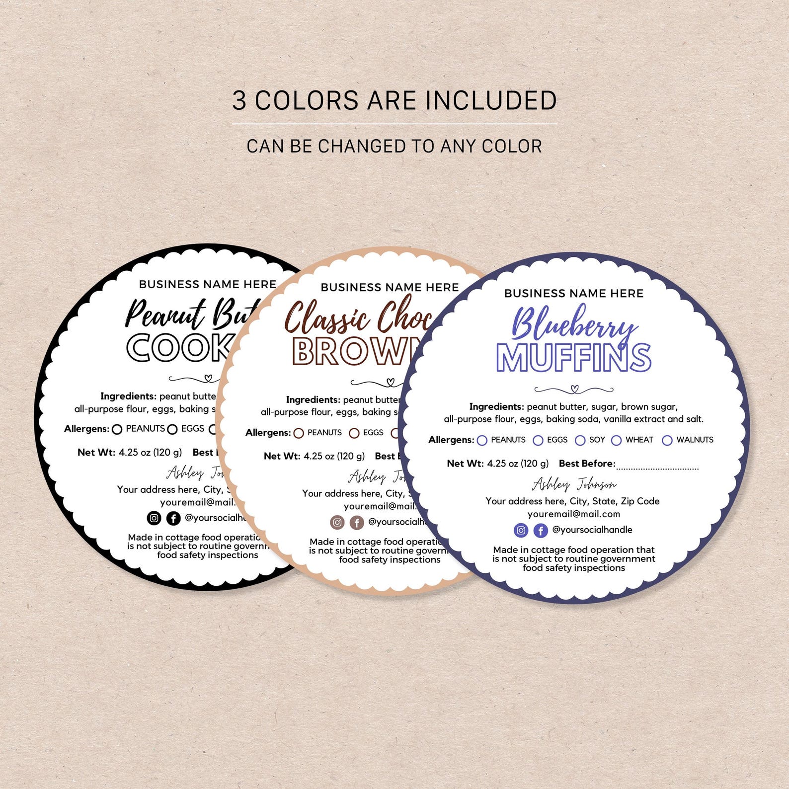 Cottage Food Label Home Baked Goods Label Printable Food Label Cottage ...