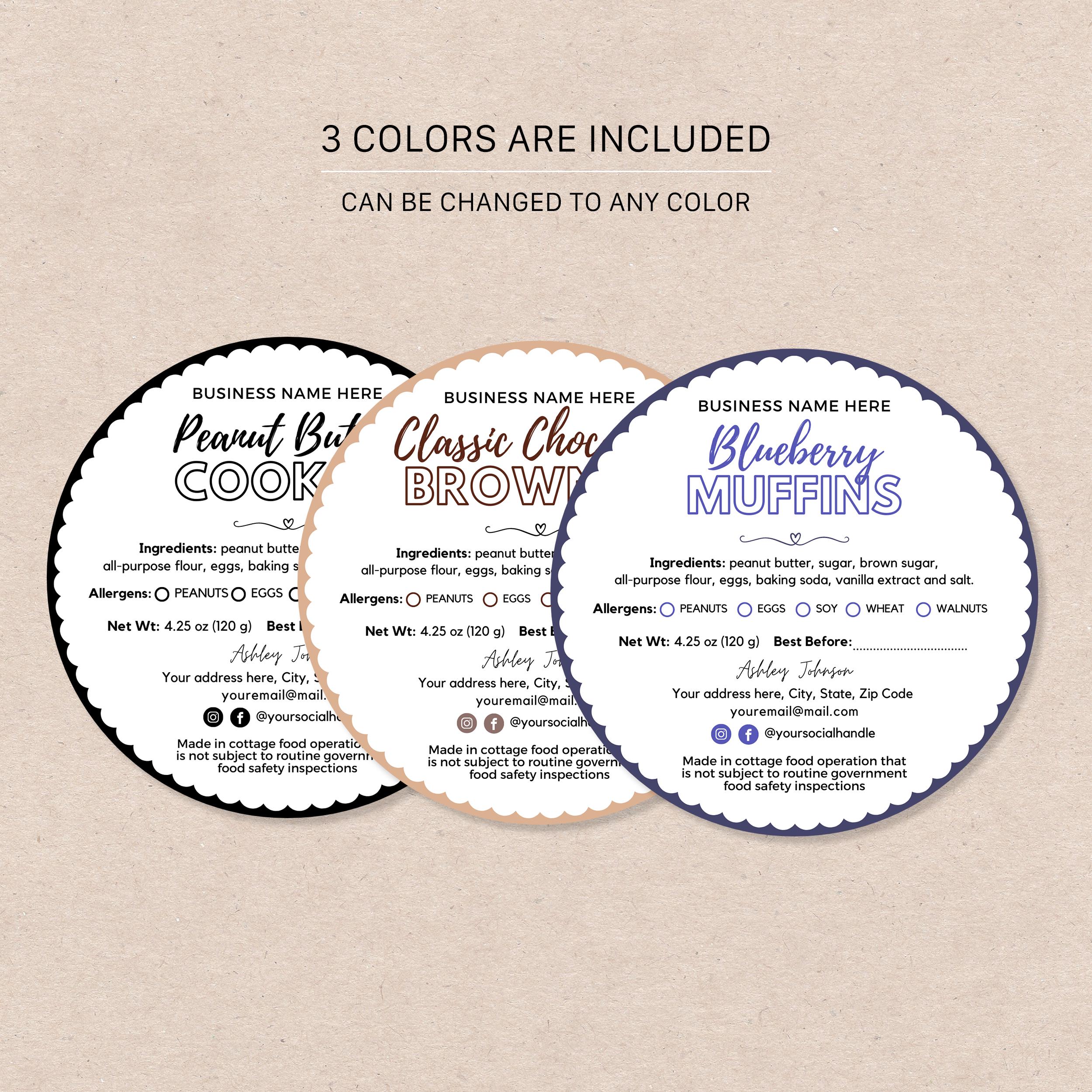 Cottage Food Label Home Baked Goods Label Printable Food Label Cottage ...
