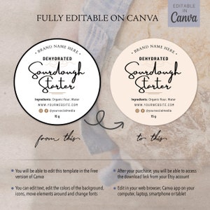 Dehydrated Sourdough Starter Label Template | Sourdough Starter Sticker ...