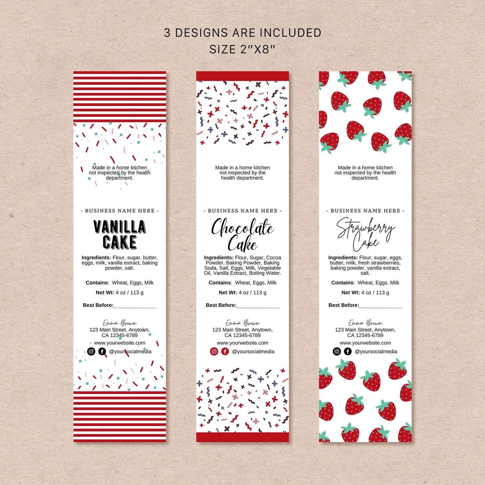 Editable Mini Cake Tin Label Template | Mini Loaf Baking Pan Label ...