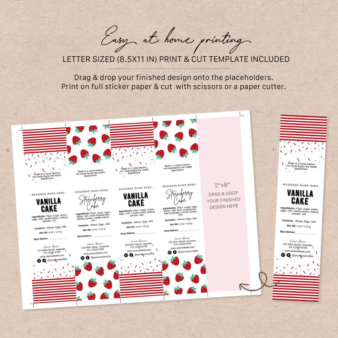 Editable Mini Cake Tin Label Template | Mini Loaf Baking Pan Label ...